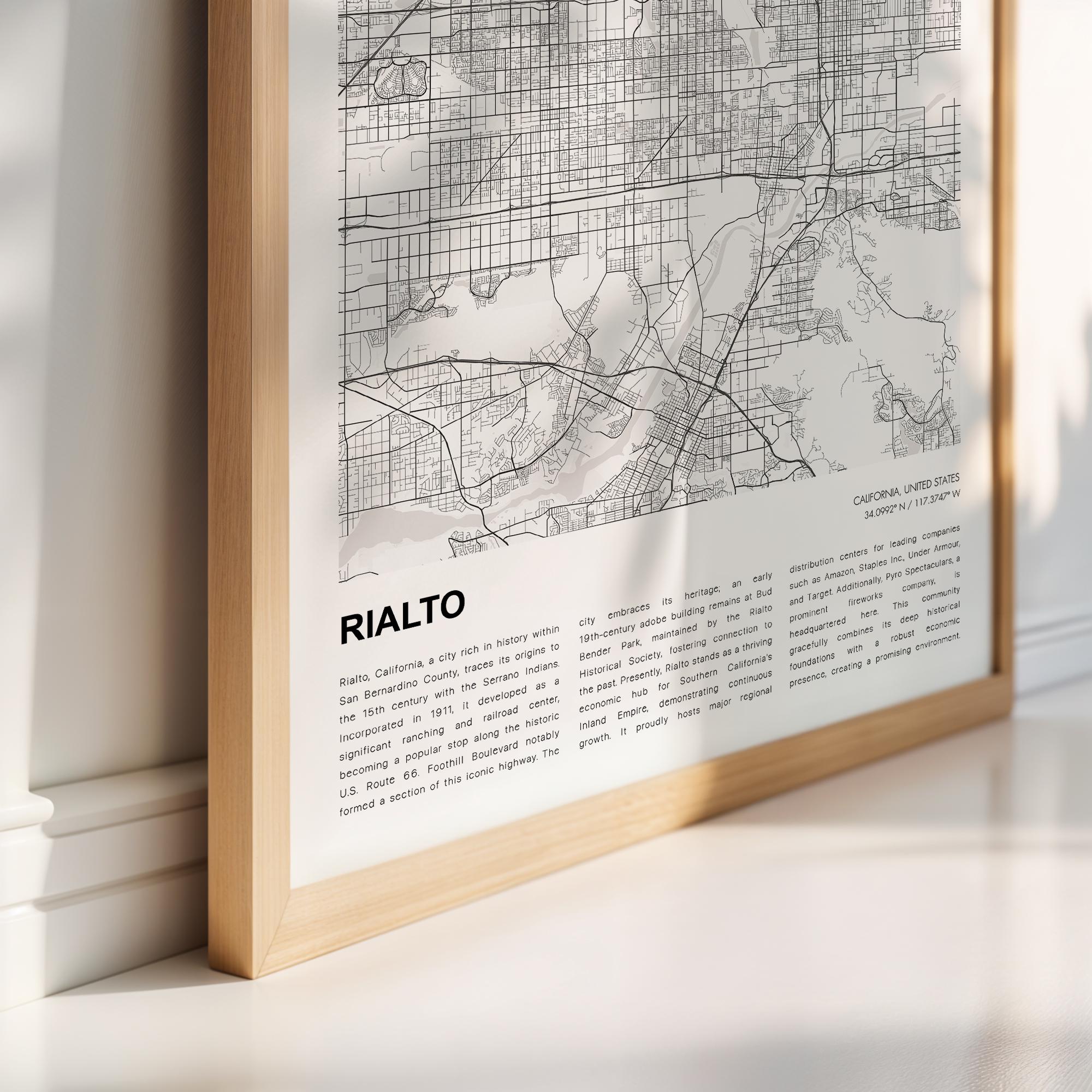 Rialto Map Print, Rialto Travel Map, Rialto Wall Decor Art, Rialto ...