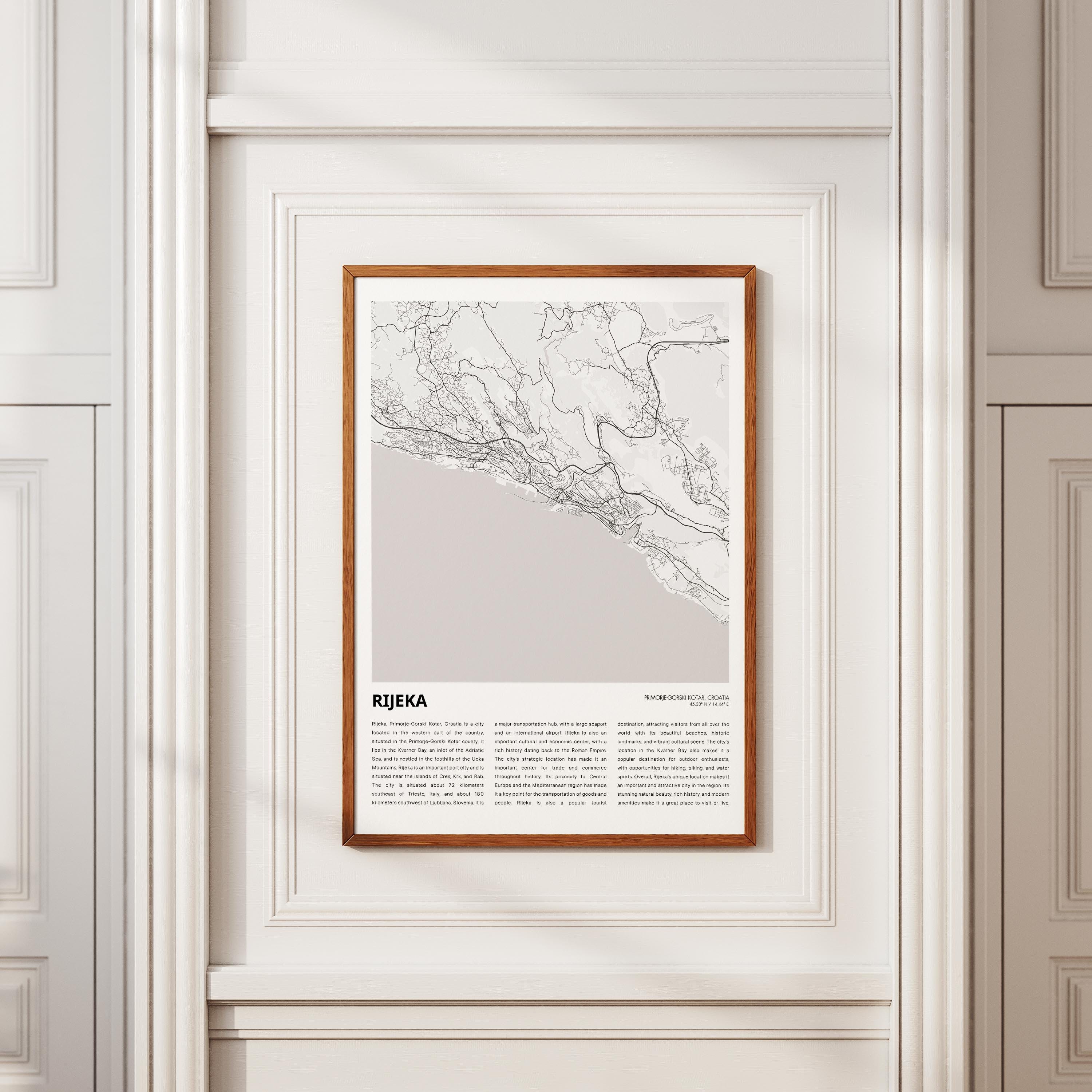 Rijeka Map Print, Rijeka Travel Map, Rijeka Wall Decor Art, Rijeka ...