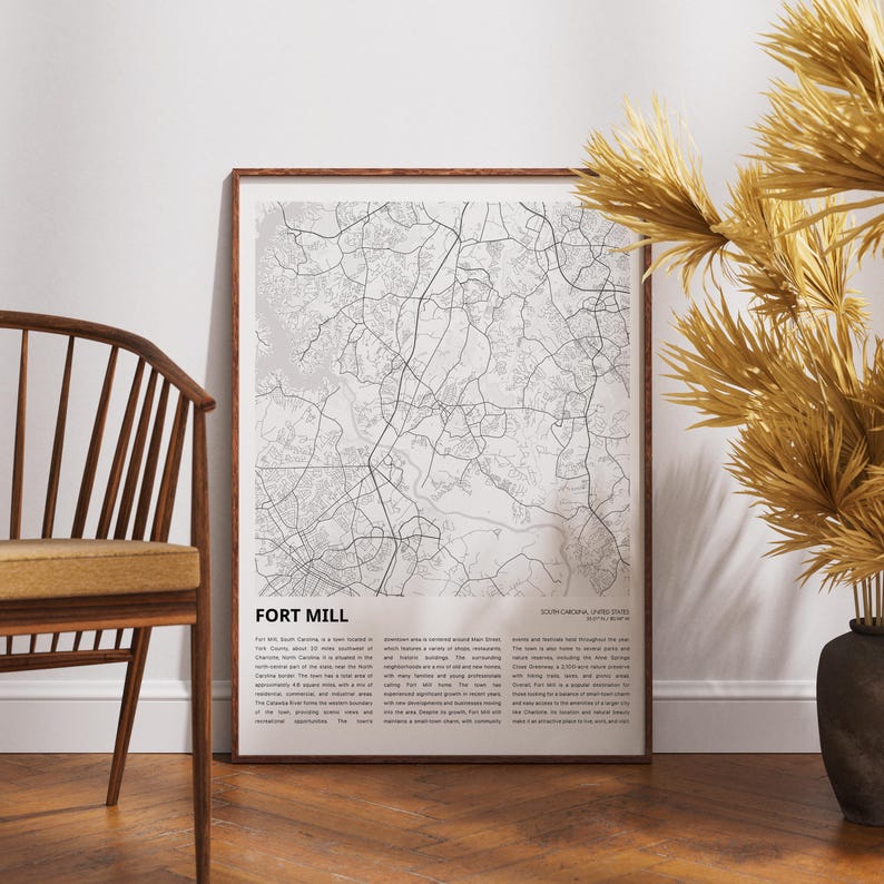 Fort Mill Map Print, Fort Mill Travel Map, Fort Mill Wall Decor Art ...
