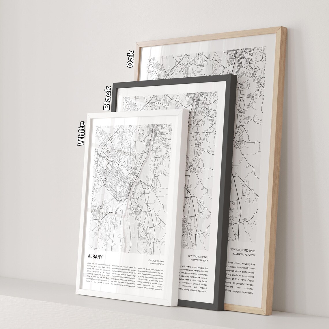 Albany Map Print, Albany Travel Map, Albany Wall Decor Art, Albany New ...