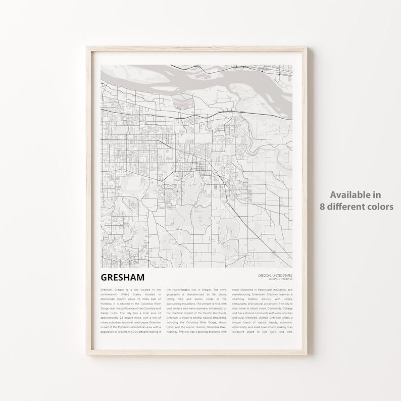 Gresham Map Print, Gresham Travel Map, Gresham Wall Decor Art, Gresham ...