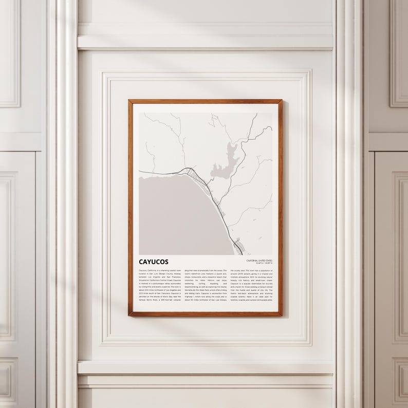 Cayucos Map Print, Cayucos Travel Map, Cayucos Wall Decor Art, Cayucos ...