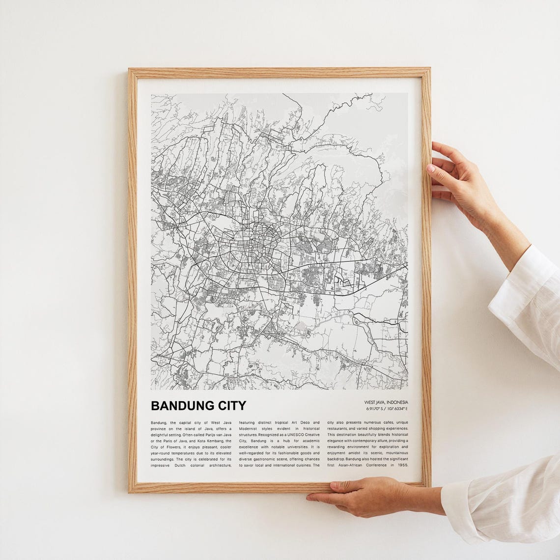 Bandung City Map Print, Bandung City Travel Map, Bandung City Wall ...
