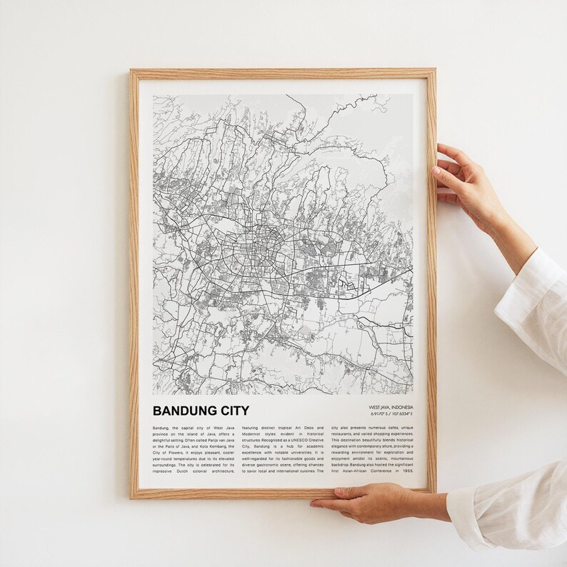Bandung City Map Print, Bandung City Travel Map, Bandung City Wall ...