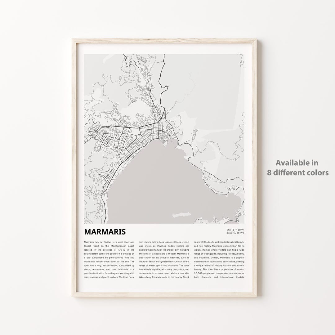 Marmaris Map Print, Marmaris Travel Map, Marmaris Wall Decor Art ...