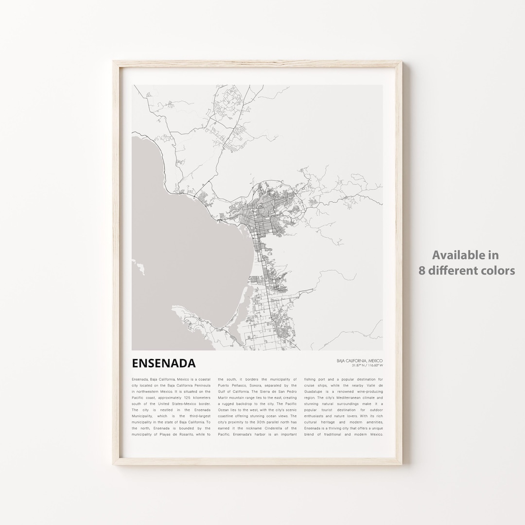 Ensenada Map Print, Ensenada Travel Map, Ensenada Wall Decor Art ...
