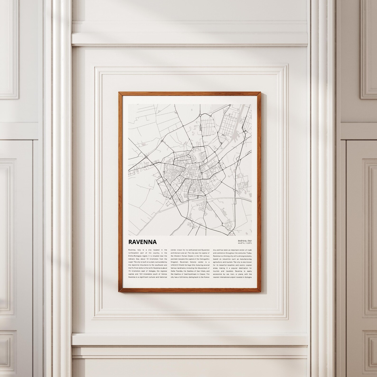 Ravenna Map Print, Ravenna Travel Map, Ravenna Wall Decor Art, Ravenna ...
