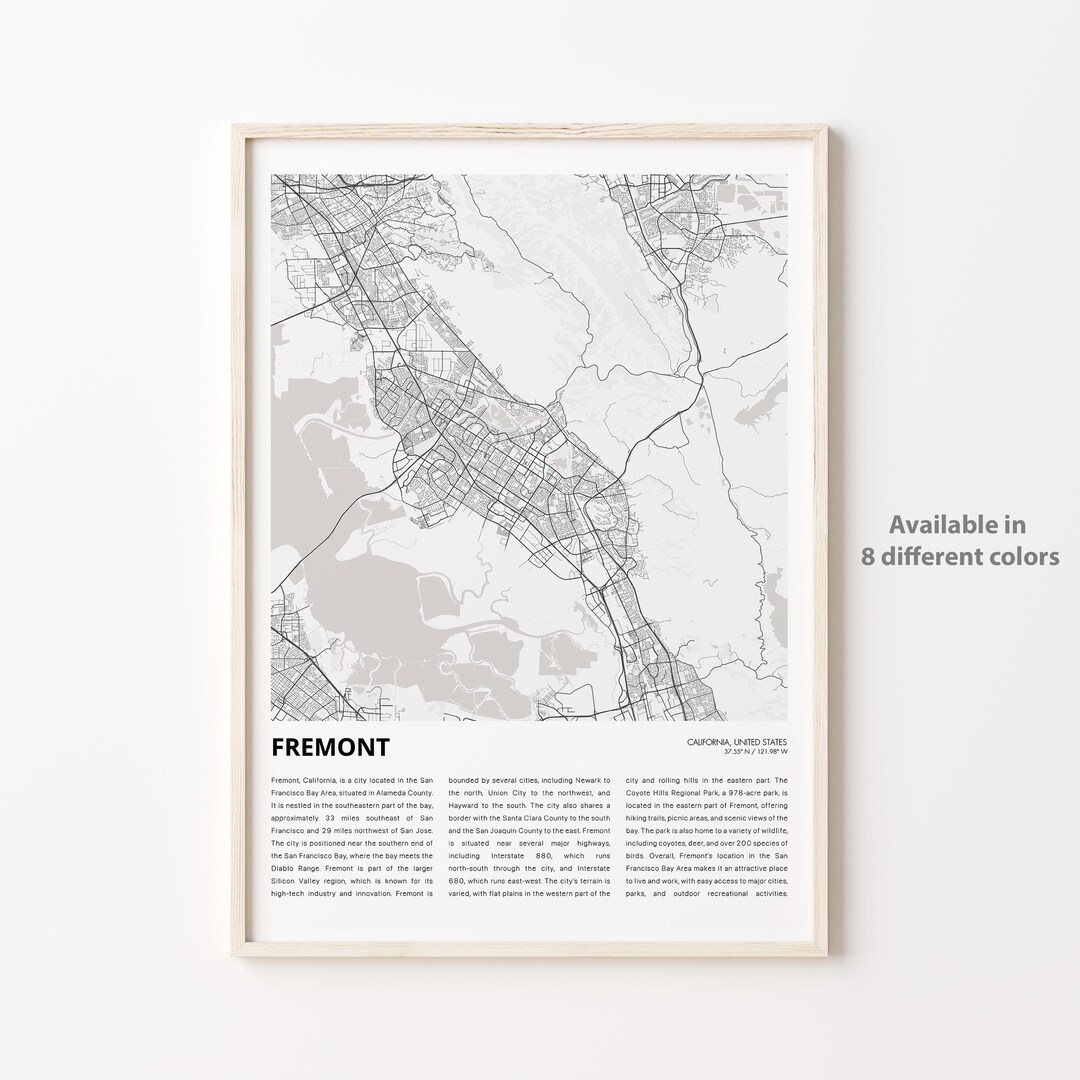 Fremont Map Print, Fremont Travel Map, Fremont Wall Decor Art, Fremont ...