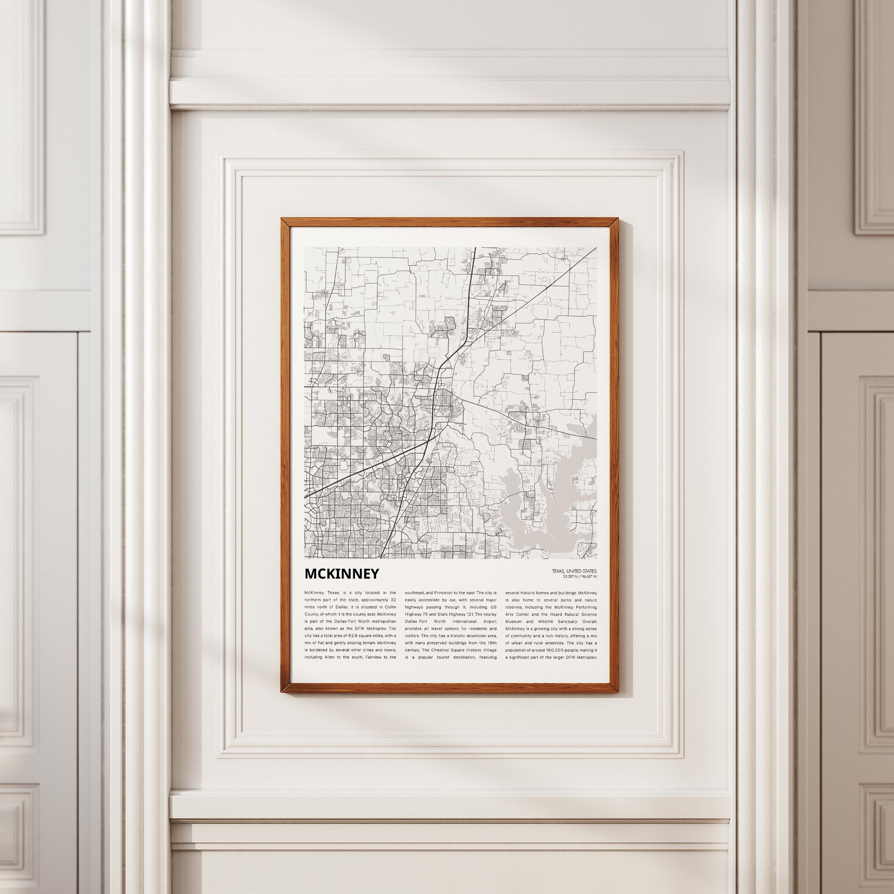 Mckinney Map Print, Mckinney Travel Map, Mckinney Wall Decor Art ...