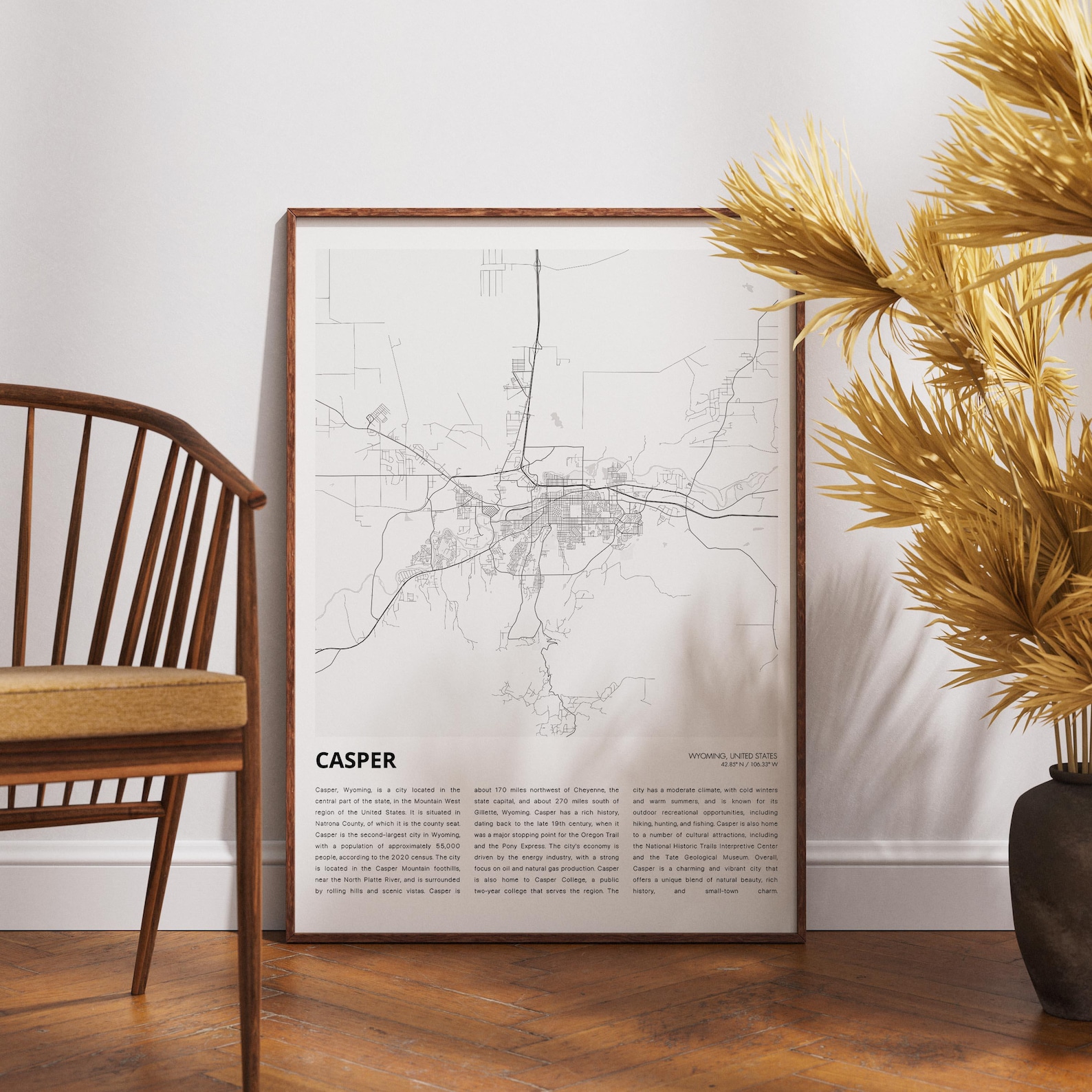 Casper Map Print, Casper Travel Map, Casper Wall Decor Art, Casper ...