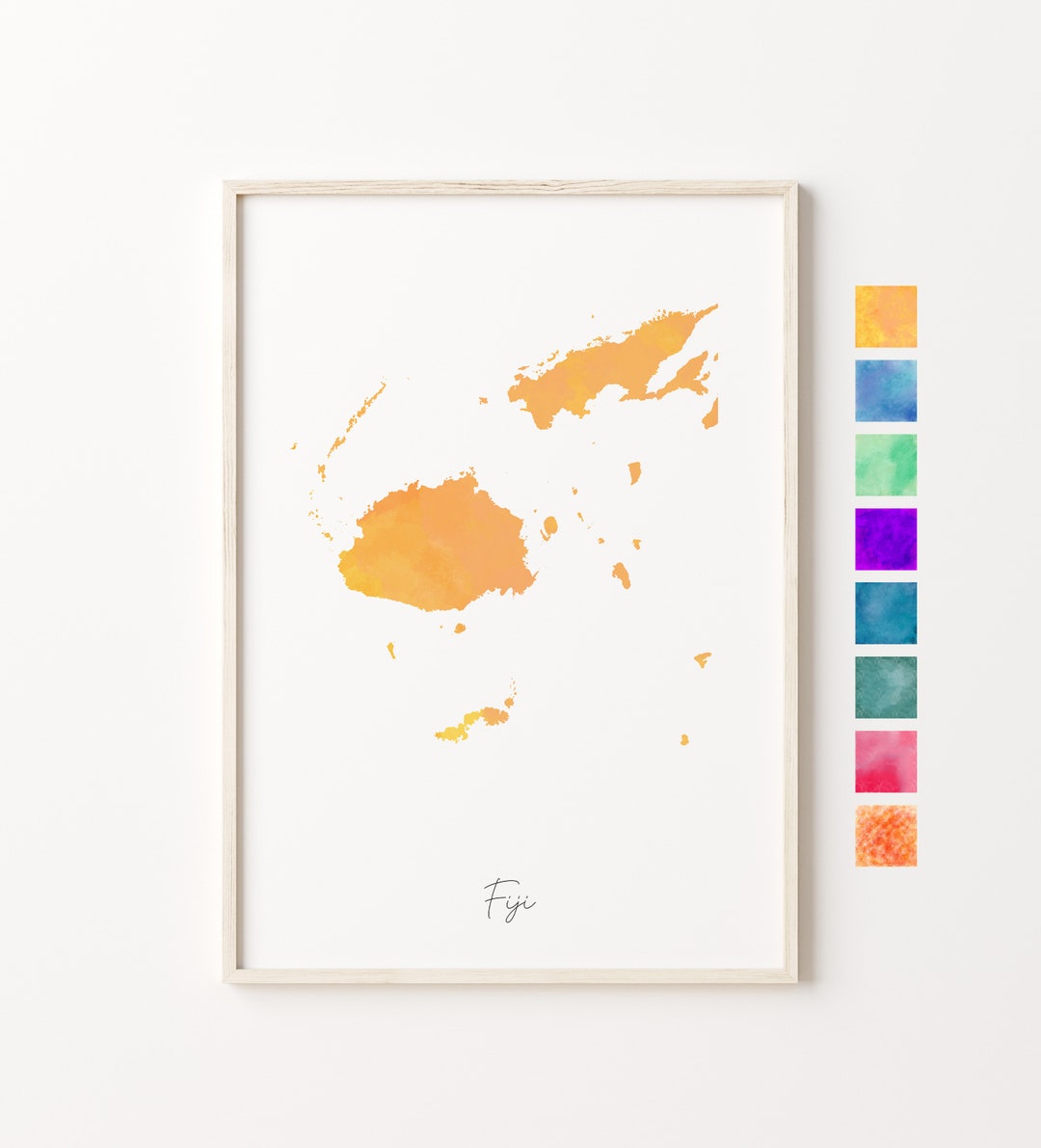 Fiji Watercolor Map, Fiji Pastel Print, Fiji Minimal Art, Fiji Wall Art ...