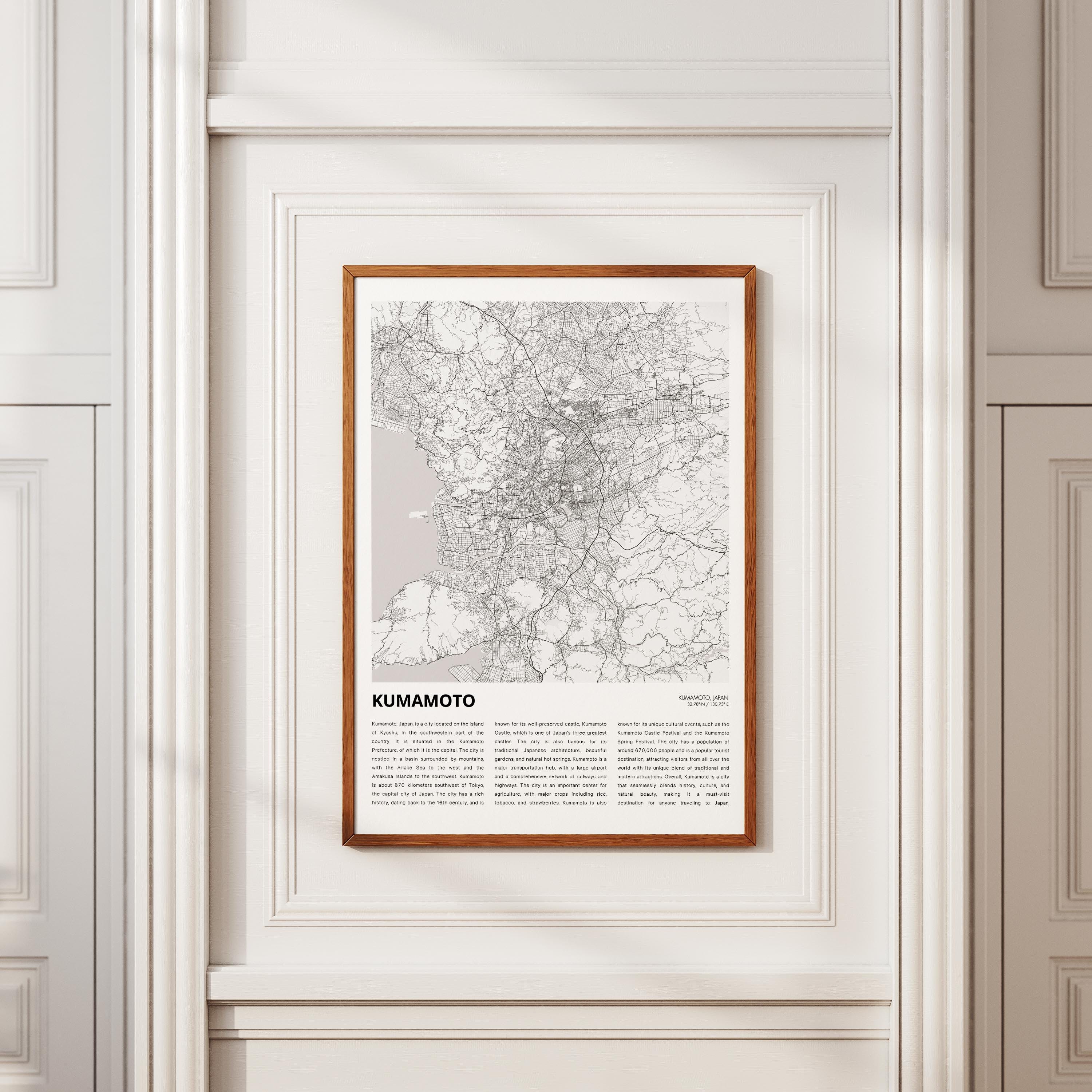 Kumamoto Map Print, Kumamoto Travel Map, Kumamoto Wall Decor Art ...
