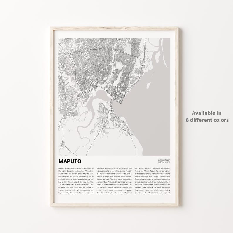 Maputo Map Print, Maputo Travel Map, Maputo Wall Decor Art, Maputo , Housewarming Gift - Etsy