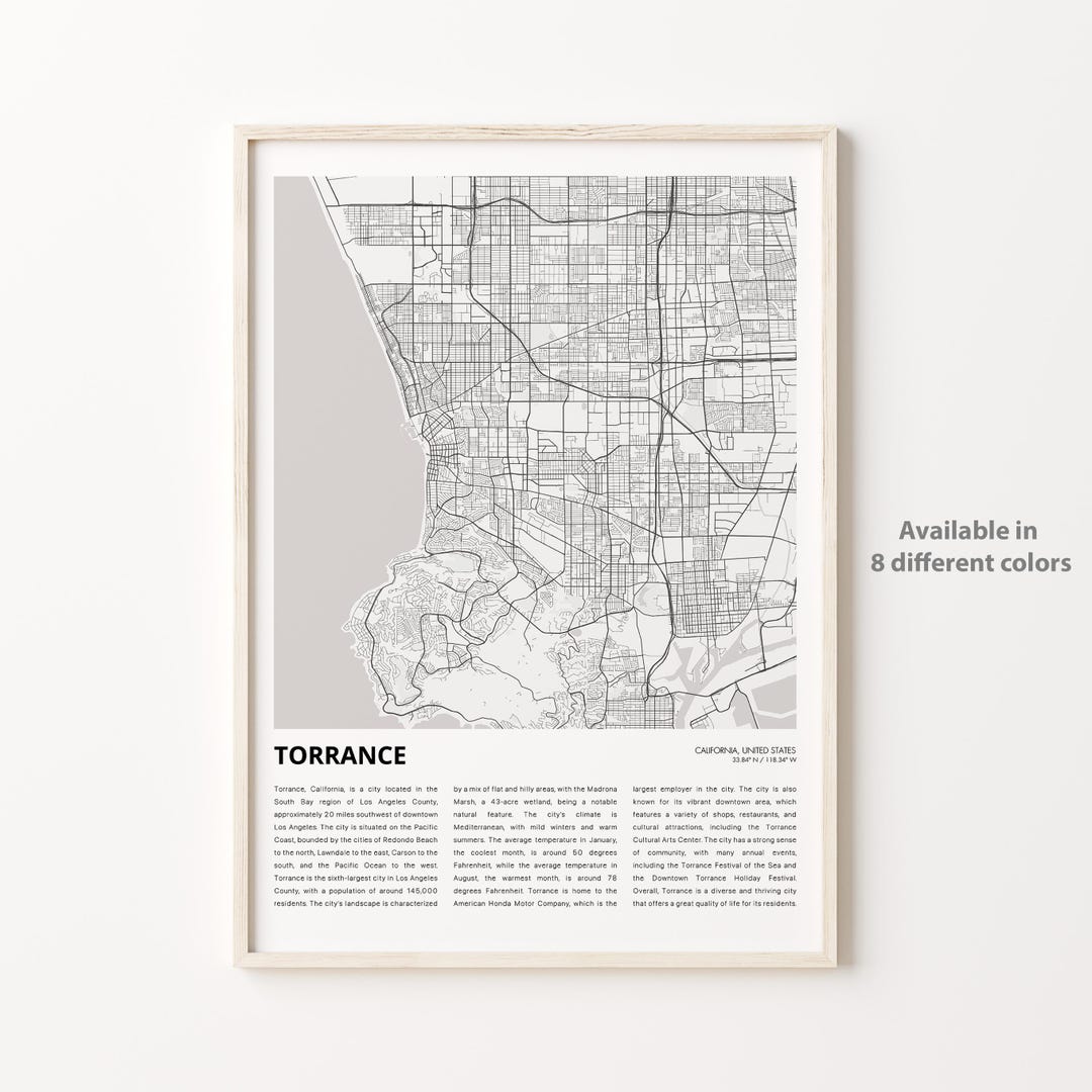 Torrance Map Print, Torrance Travel Map, Torrance Wall Decor Art ...