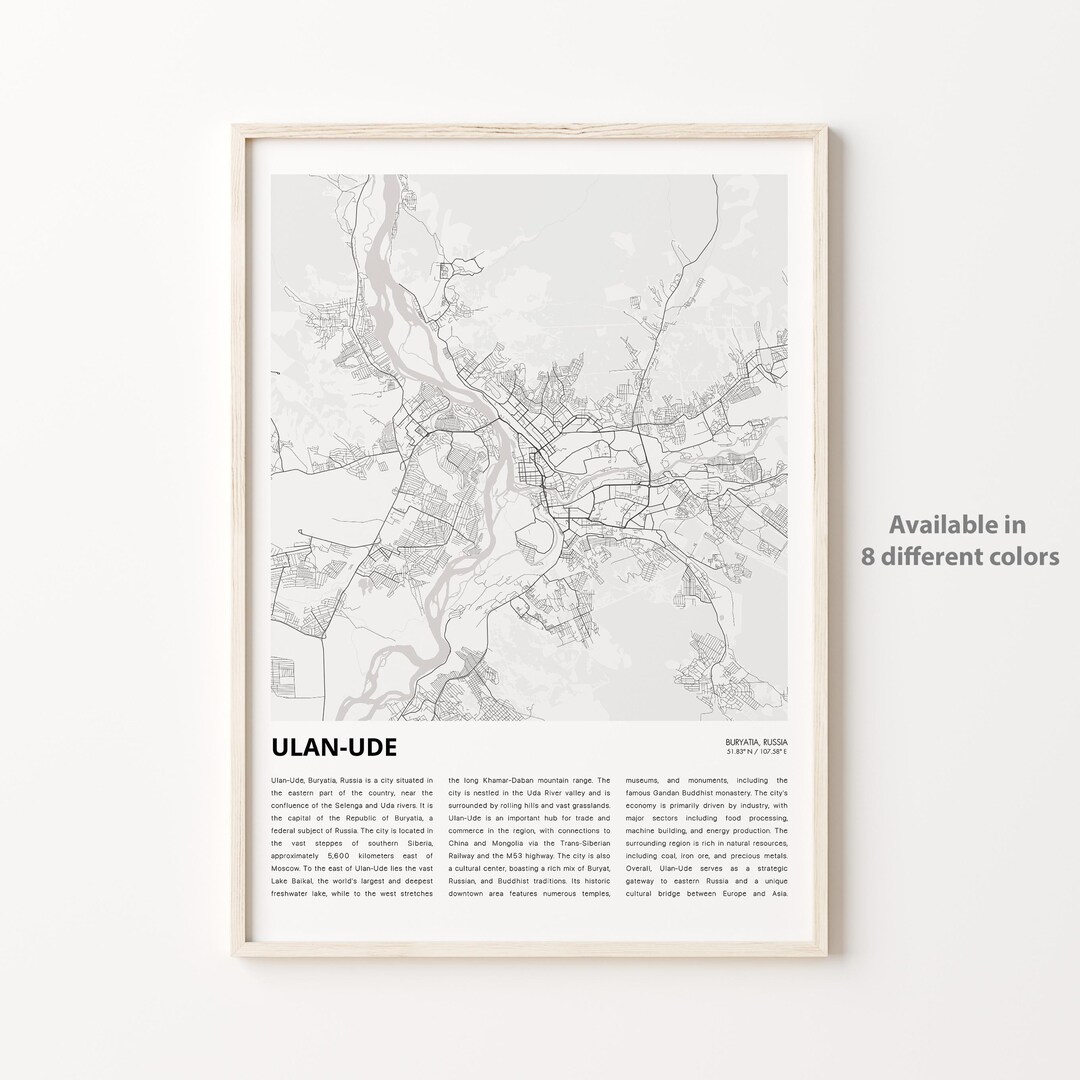 Ulan-ude Map Print, Ulan-ude Travel Map, Ulan-ude Wall Decor Art, Ulan ...