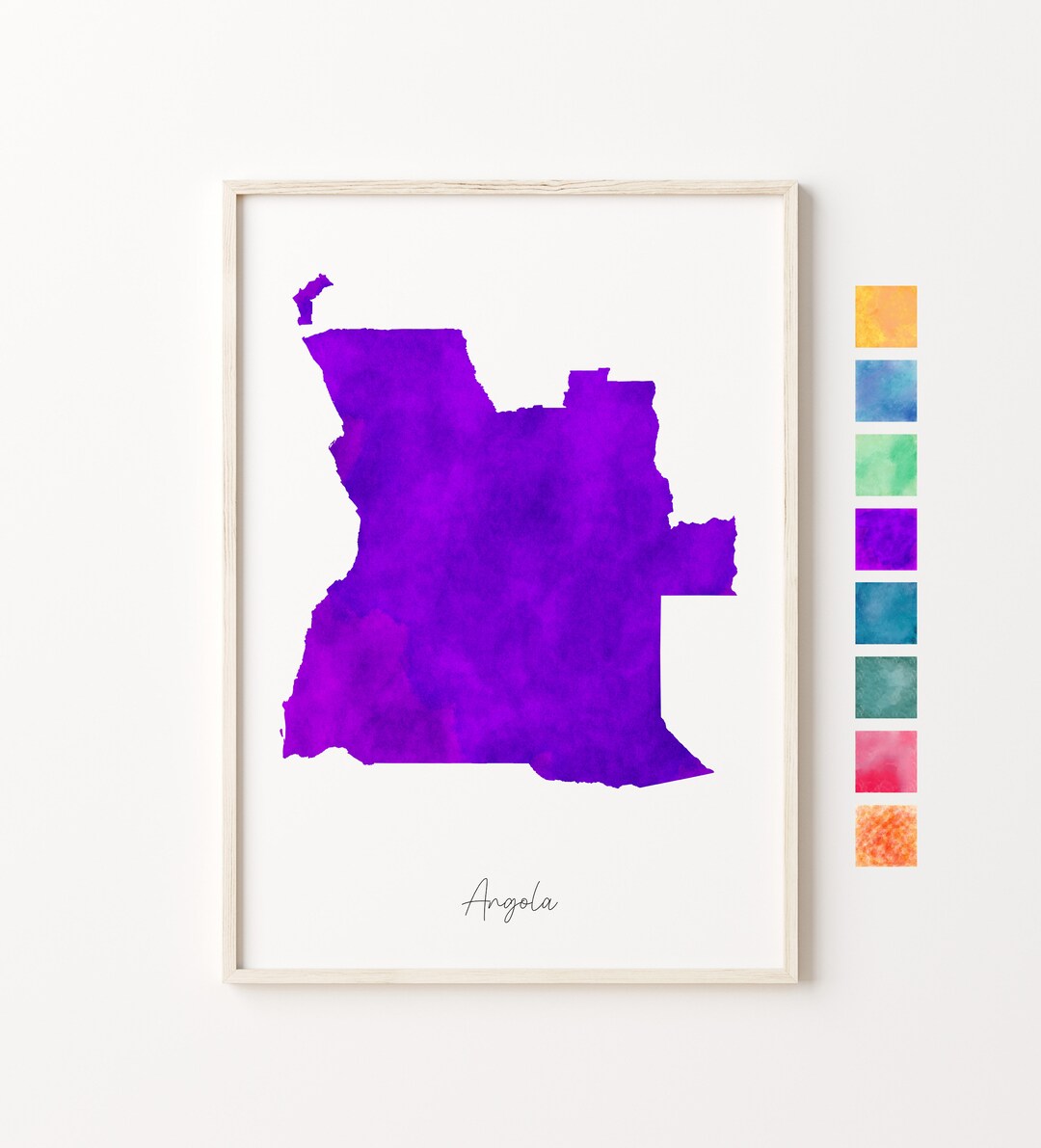 Angola Watercolor Map, Angola Pastel Print, Angola Minimal Watercolor ...