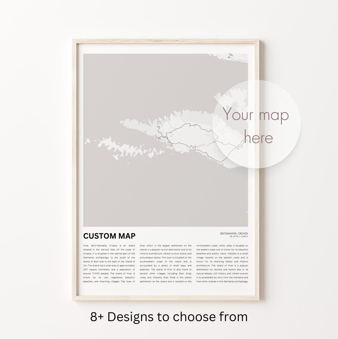 Custom Map Print, Custom City Travel Map, Custom Map Wall Decor Art ...
