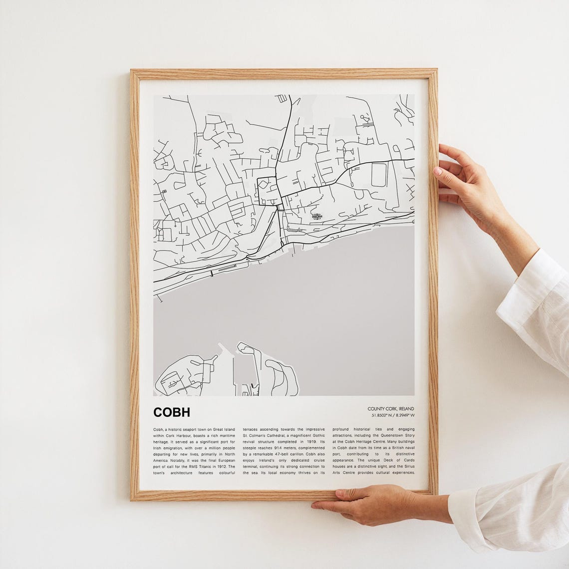 Cobh Map Print, Cobh Travel Map, Cobh Wall Decor Art, Cobh County Cork ...
