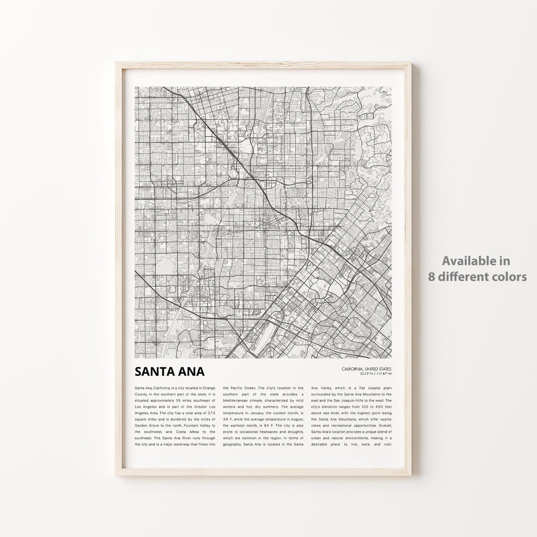 Santa Ana Map Print, Santa Ana Travel Map, Santa Ana Wall Decor Art ...