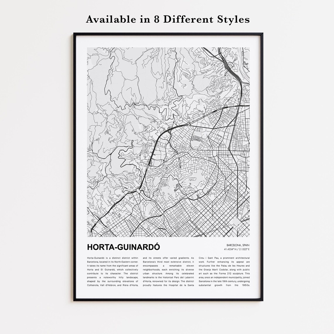 Horta-guinardó Map Print, Horta-guinardó Travel Map, Horta-guinardó ...