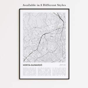 Horta-guinardó Map Print, Horta-guinardó Travel Map, Horta-guinardó ...