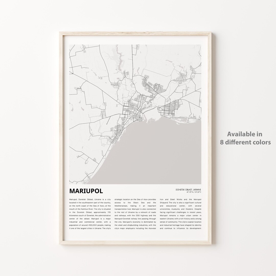 Mariupol Map Print, Mariupol Travel Map, Mariupol Wall Decor Art ...