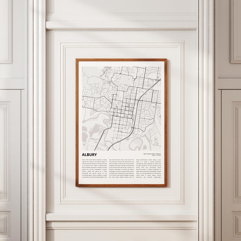 Albury Map Print, Albury Travel Map, Albury Wall Decor Art, Albury New ...