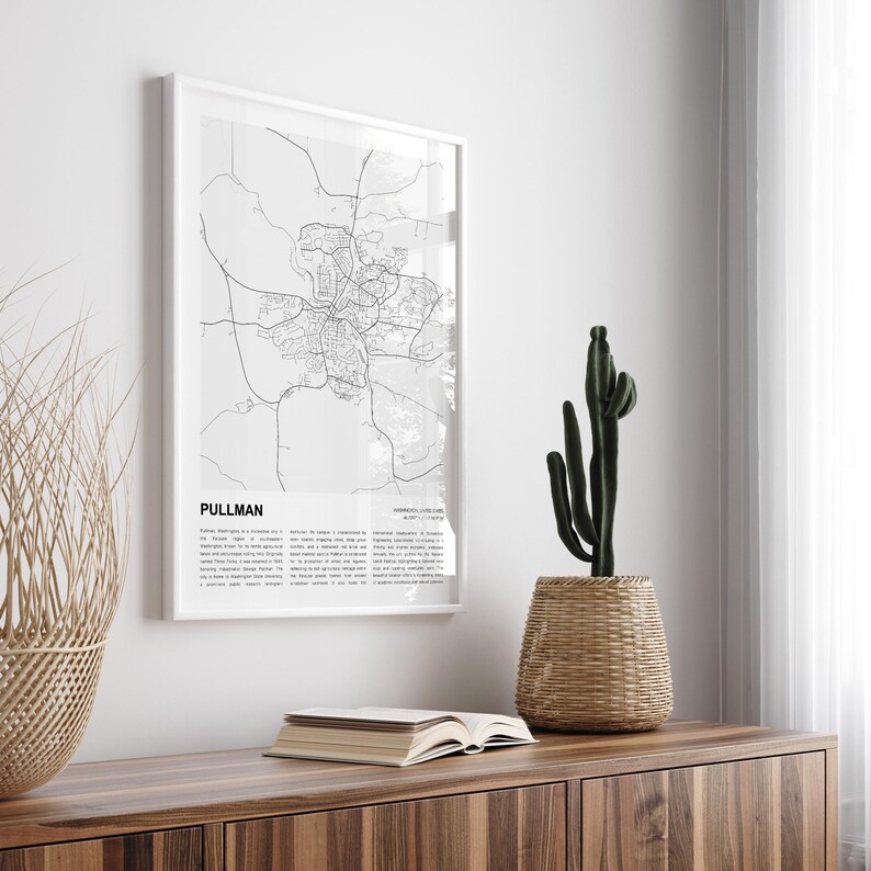 Pullman Map Print, Pullman Travel Map, Pullman Wall Decor Art, Pullman ...