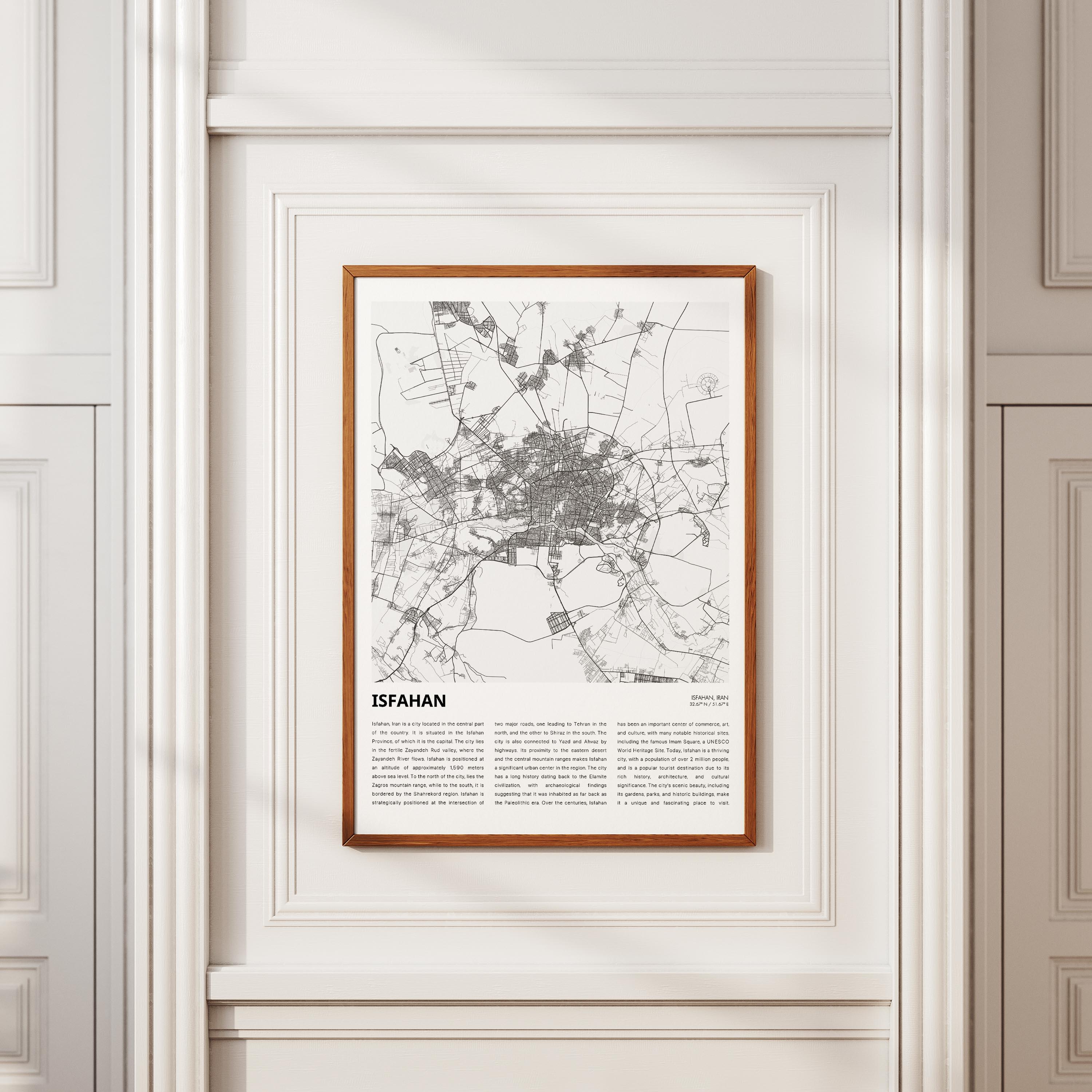 Isfahan Map Print, Isfahan Travel Map, Isfahan Wall Decor Art, Isfahan ...