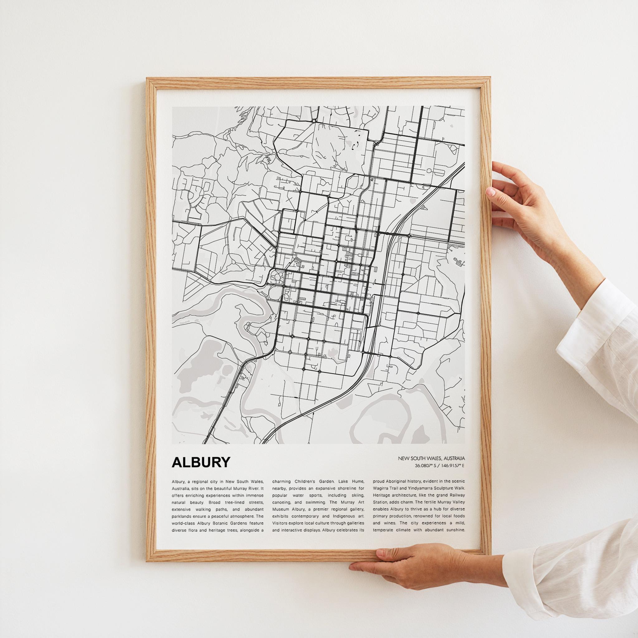 Albury Map Print, Albury Travel Map, Albury Wall Decor Art, Albury New ...