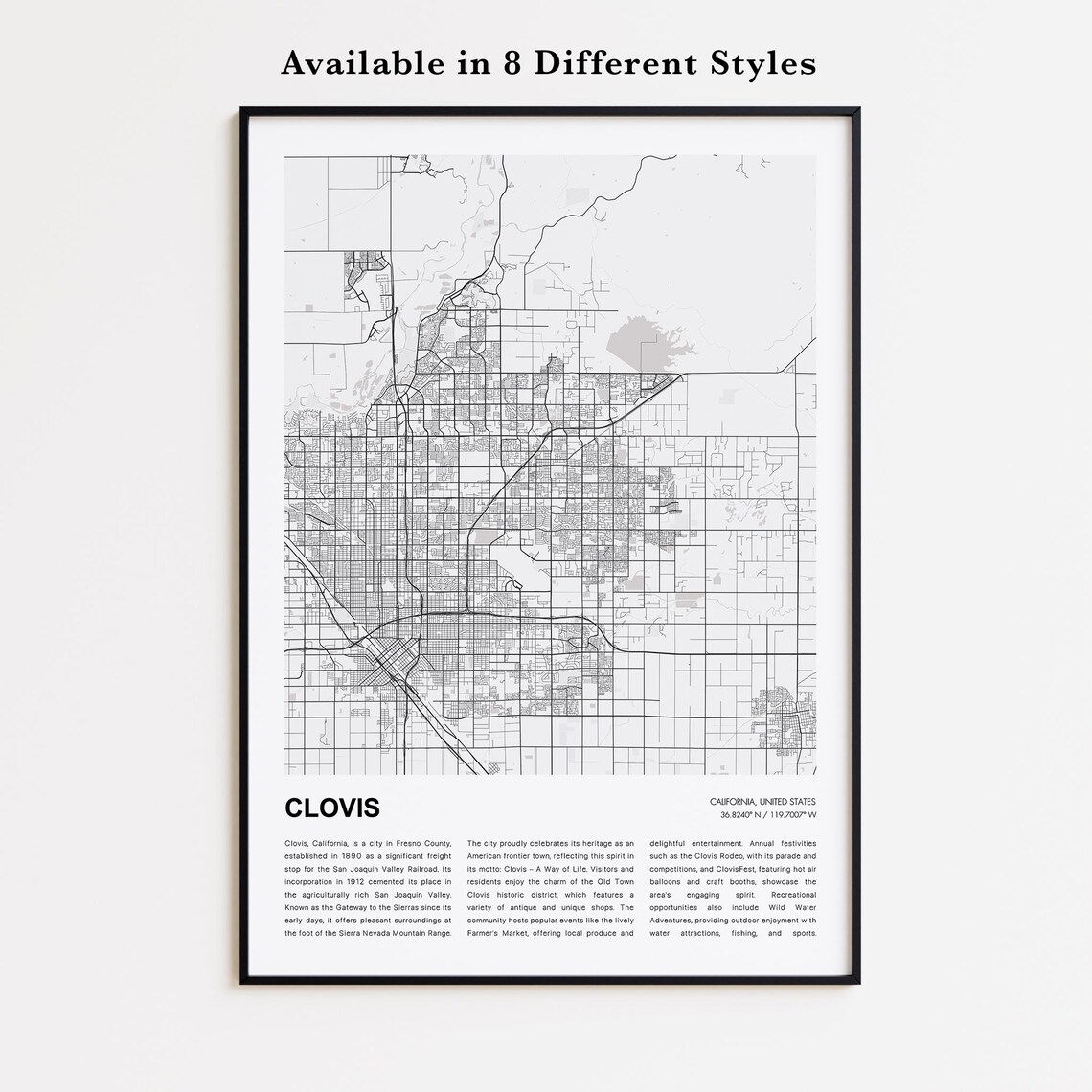 Clovis Map Print, Clovis Travel Map, Clovis Wall Decor Art, Clovis ...
