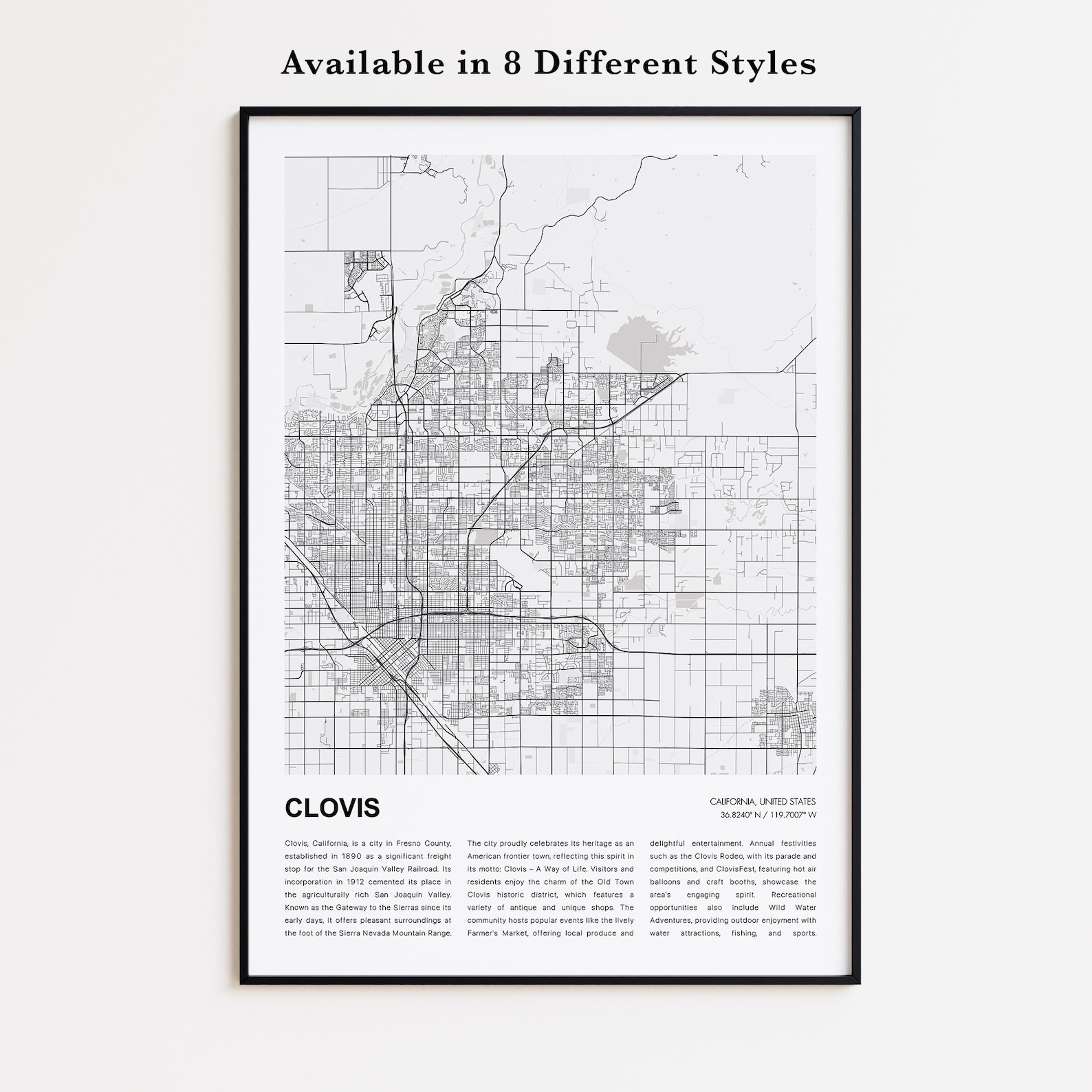 Clovis Map Print, Clovis Travel Map, Clovis Wall Decor Art, Clovis ...