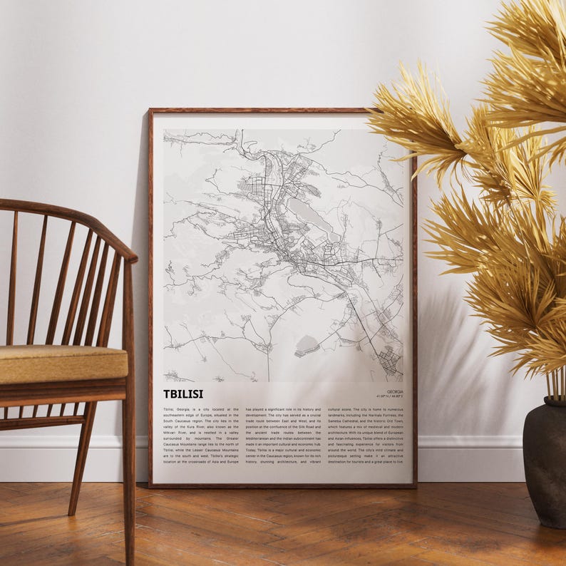 Tbilisi Map Print, Tbilisi Travel Map, Tbilisi Wall Decor Art, Tbilisi ...