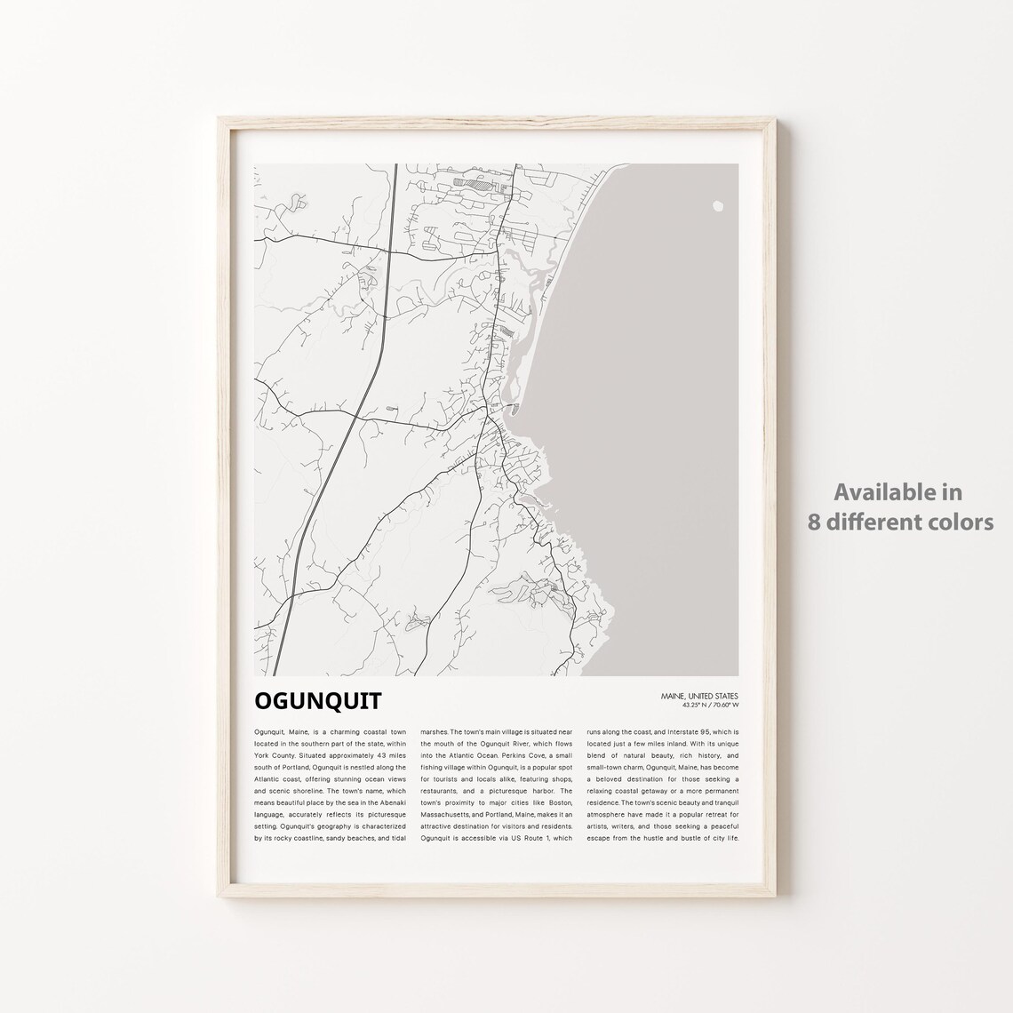 Ogunquit Map Print, Ogunquit Travel Map, Ogunquit Wall Decor Art ...
