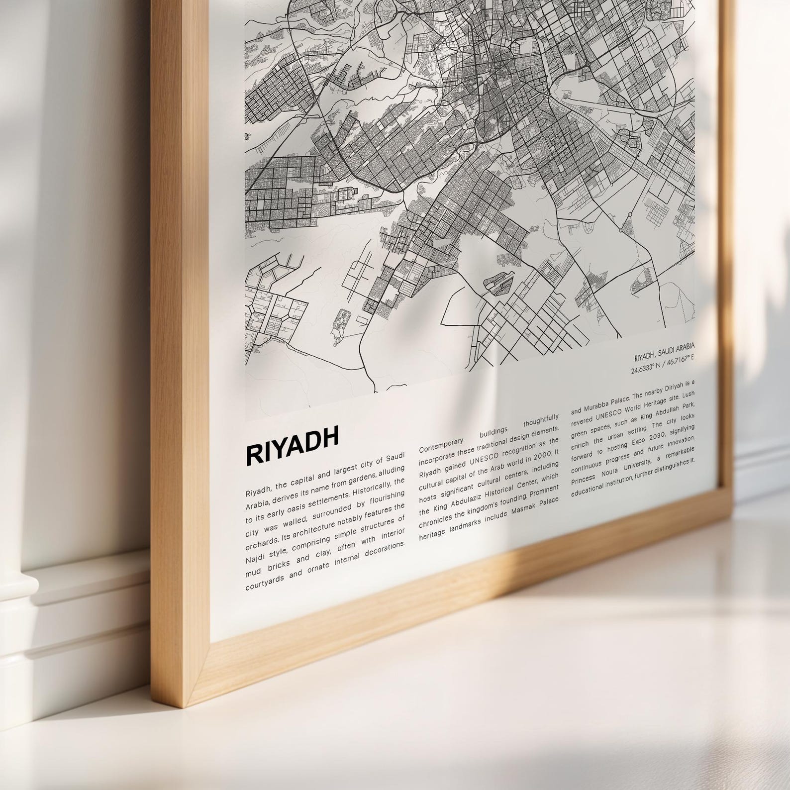 Riyadh Map Print, Riyadh Travel Map, Riyadh Wall Decor Art, Riyadh ...