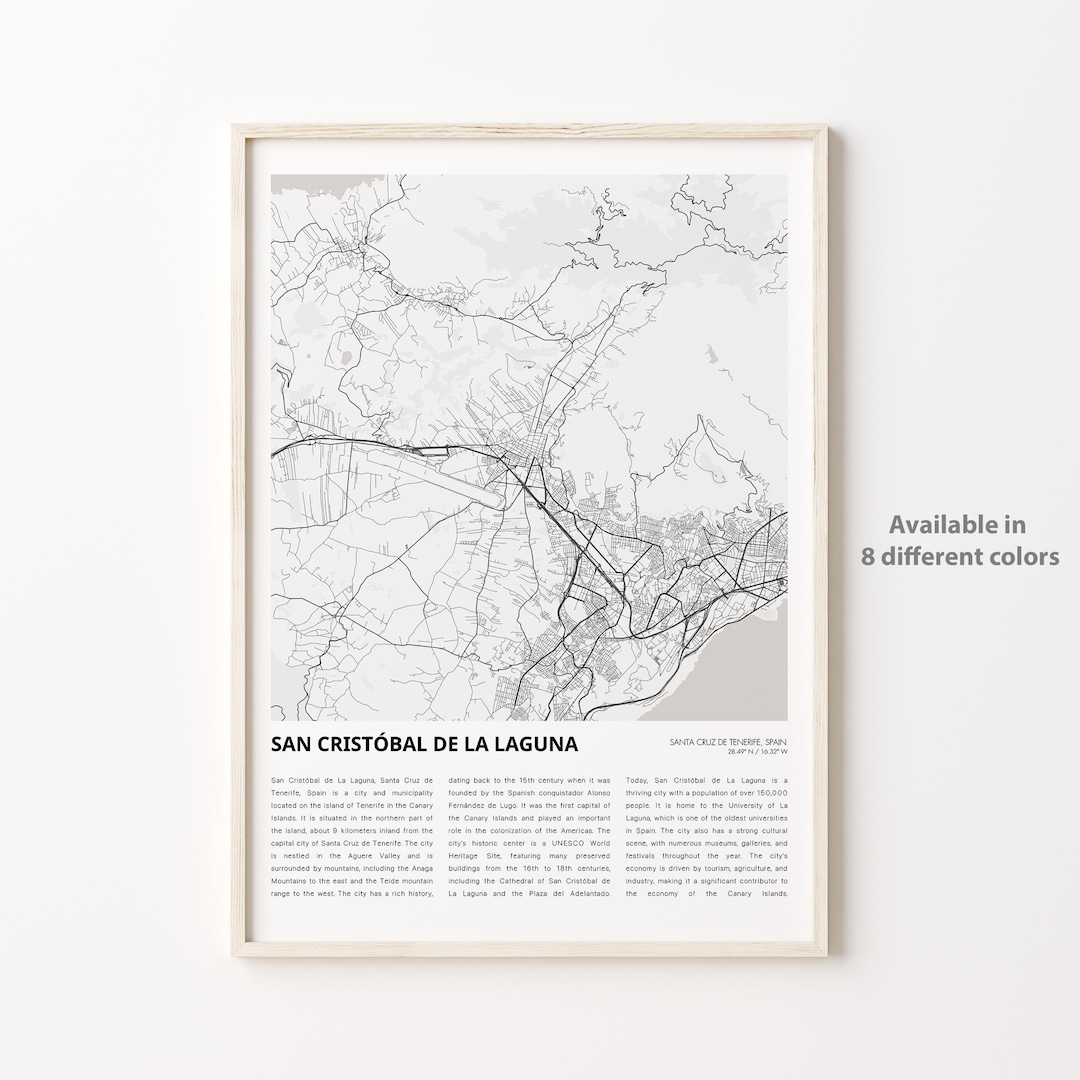 San Cristóbal De La Laguna Map Print, San Cristóbal De La Laguna Travel ...