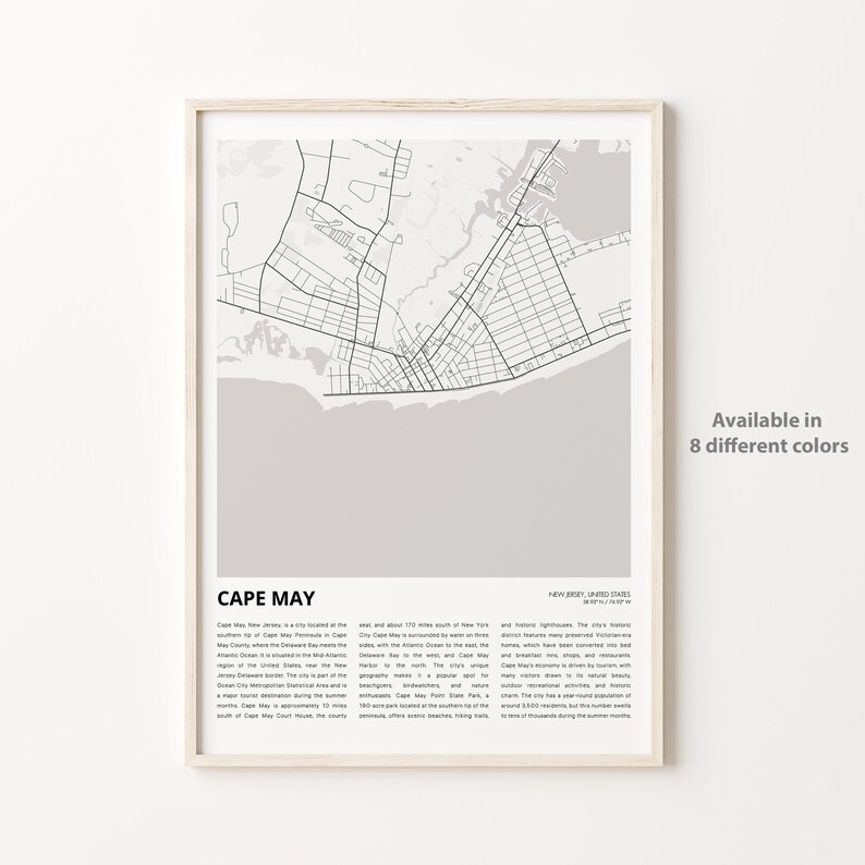 Cape May Map Print, Cape May Travel Map, Cape May Wall Decor Art, Cape ...