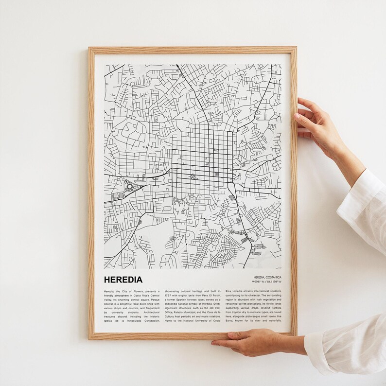 Heredia Map Print, Heredia Travel Map, Heredia Wall Decor Art, Heredia ...
