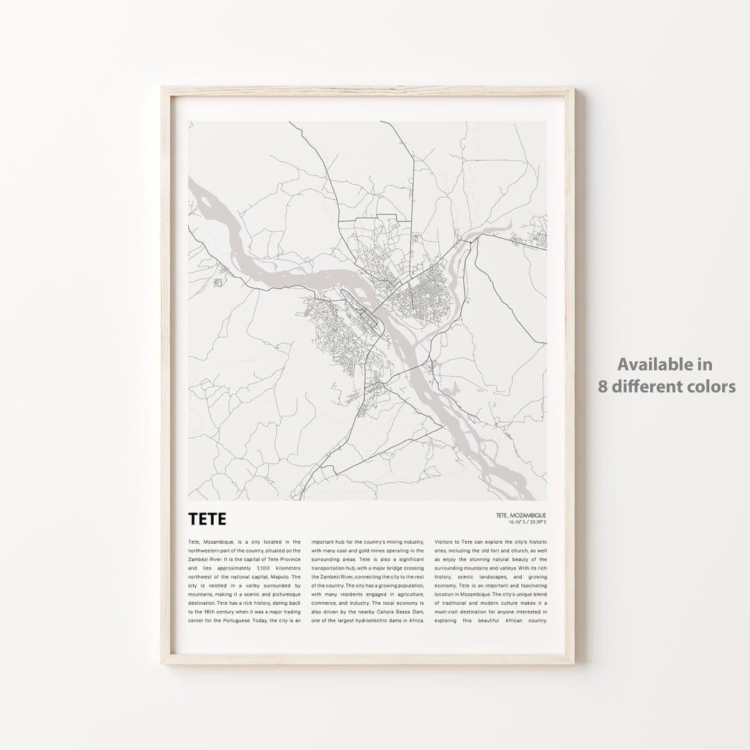 Tete Map Print, Tete Travel Map, Tete Wall Decor Art, Tete Tete ...