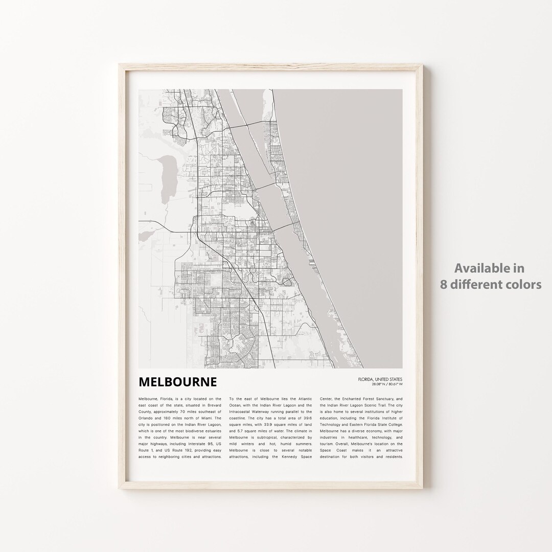 Melbourne Map Print, Melbourne Travel Map, Melbourne Wall Decor Art ...