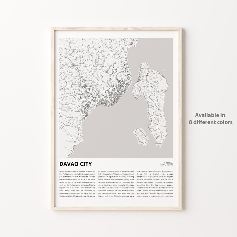 Davao City Map Print, Davao City Travel Map, Davao City Wall Decor Art ...