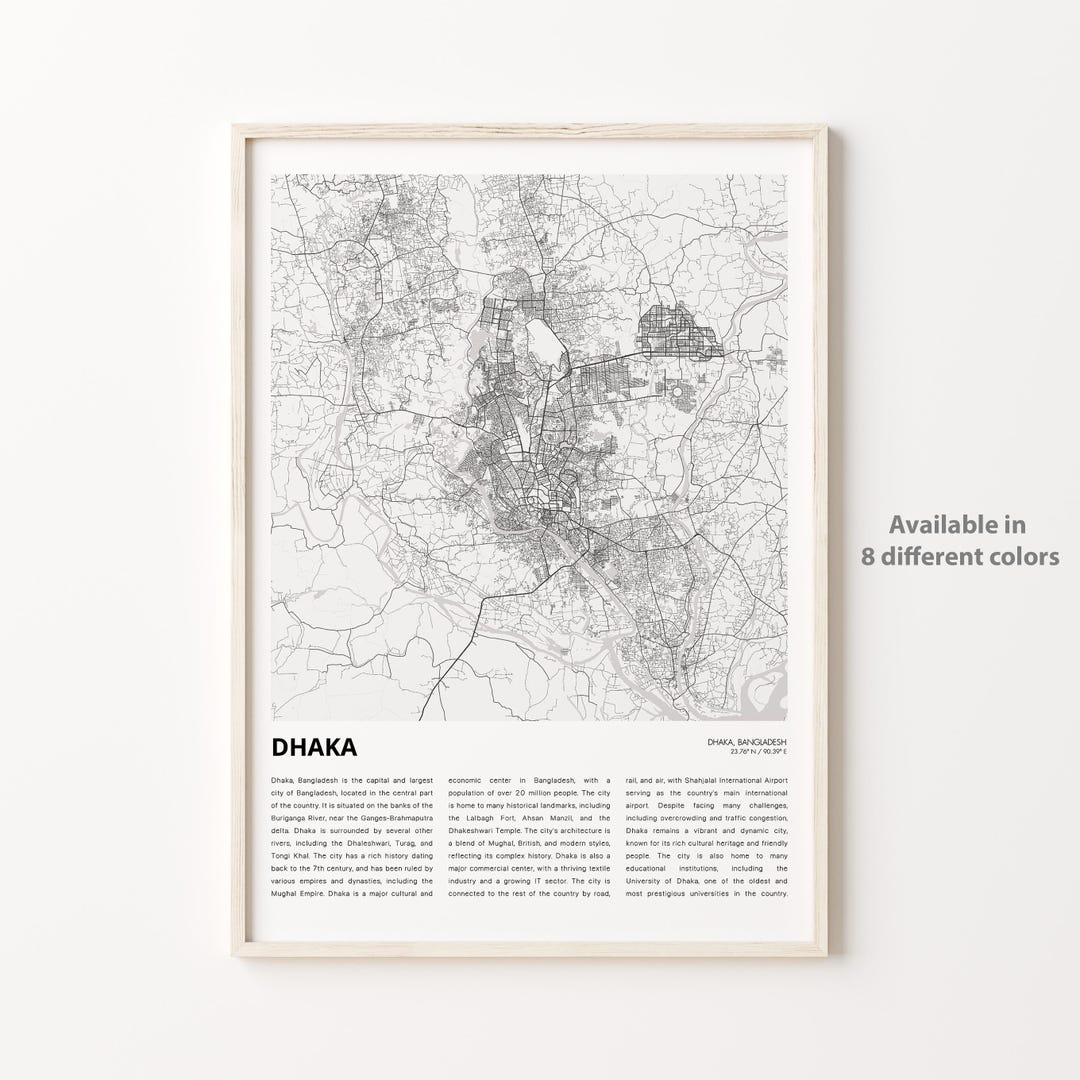 Dhaka Map Print, Dhaka Travel Map, Dhaka Wall Decor Art, Dhaka Dhaka, Housewarming Gift - Etsy