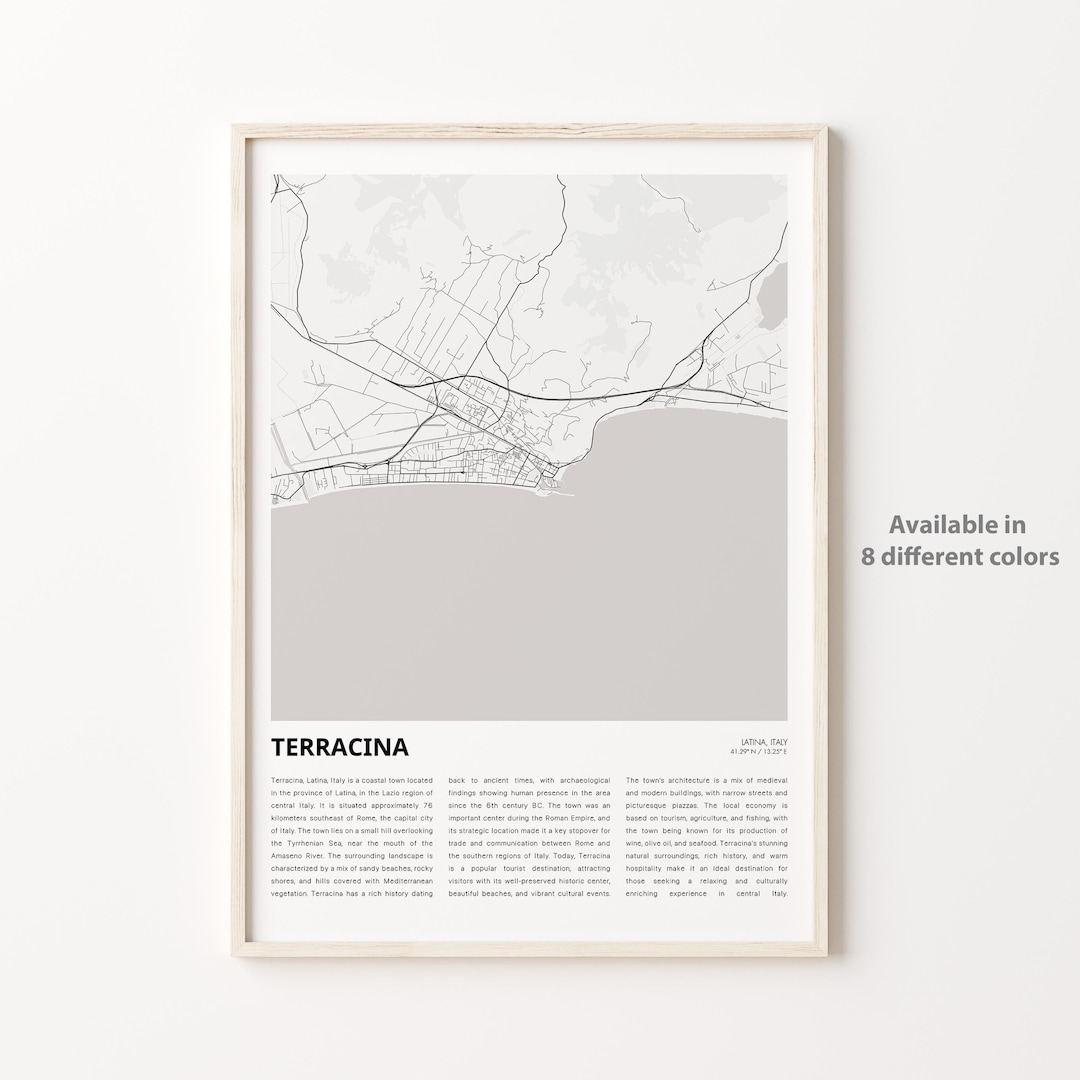 Terracina Map Print, Terracina Travel Map, Terracina Wall Decor Art ...