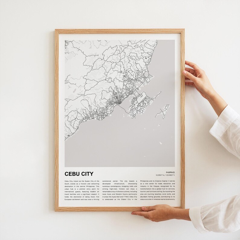 Cebu City Map Print, Cebu City Travel Map, Cebu City Wall Decor Art ...
