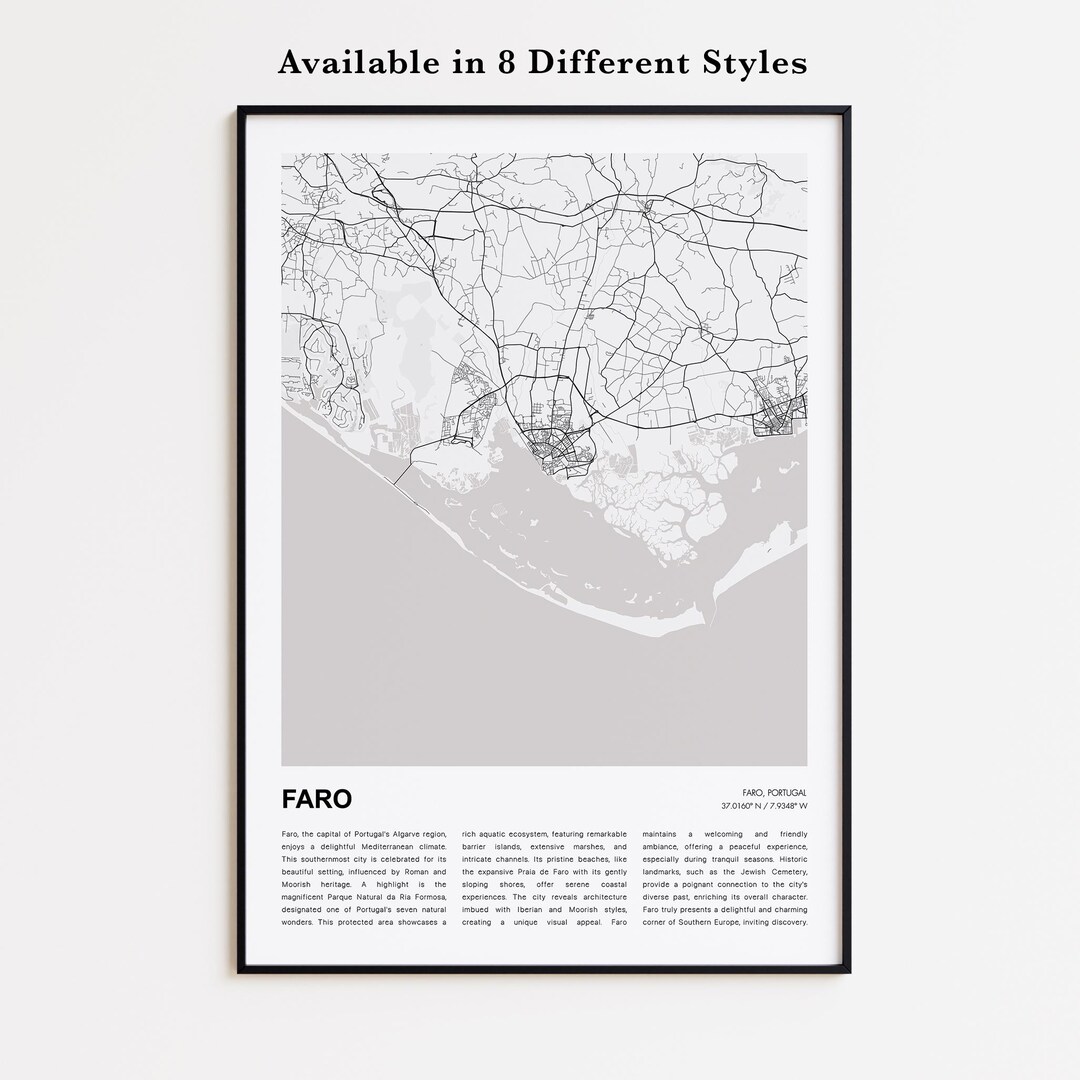 Faro Map Print, Faro Travel Map, Faro Wall Decor Art, Faro Faro ...