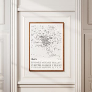 Celaya Map Print, Celaya Travel Map, Celaya Wall Decor Art, Celaya ...