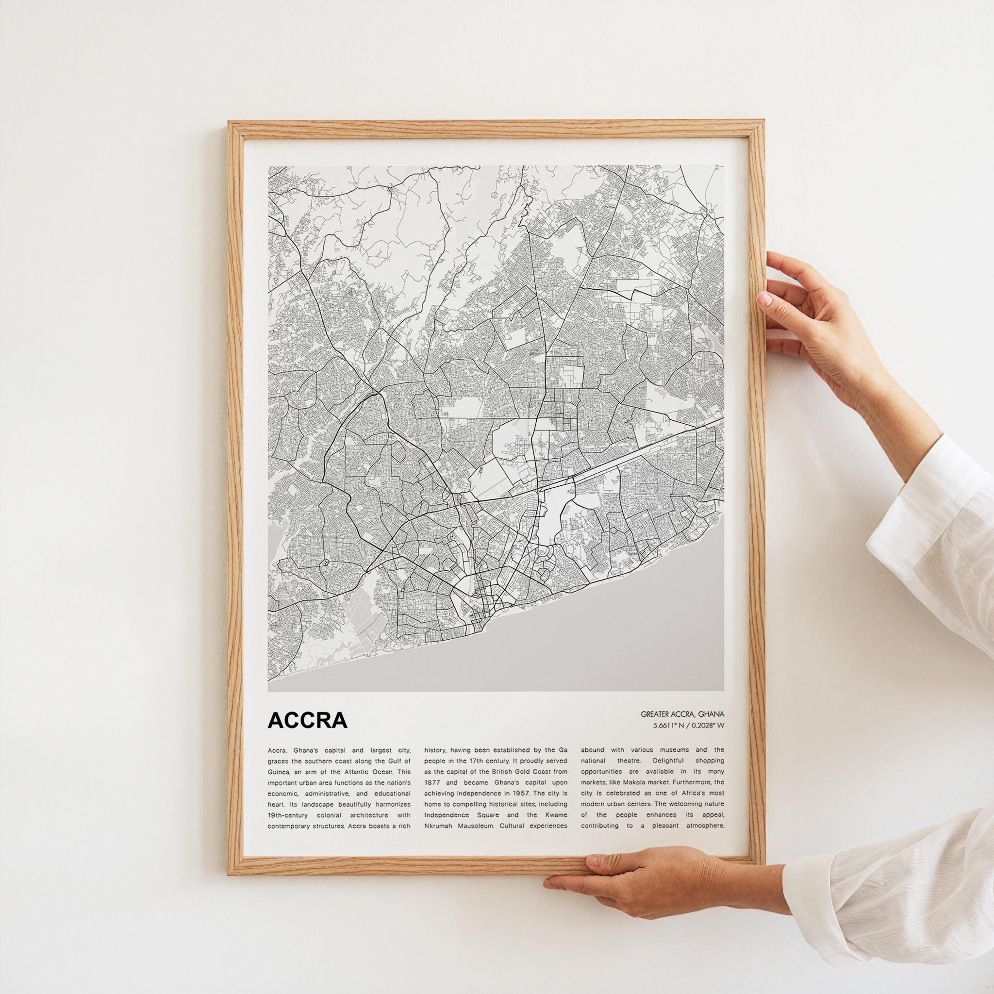 Accra Map Print, Accra Travel Map, Accra Wall Decor Art, Accra Greater ...