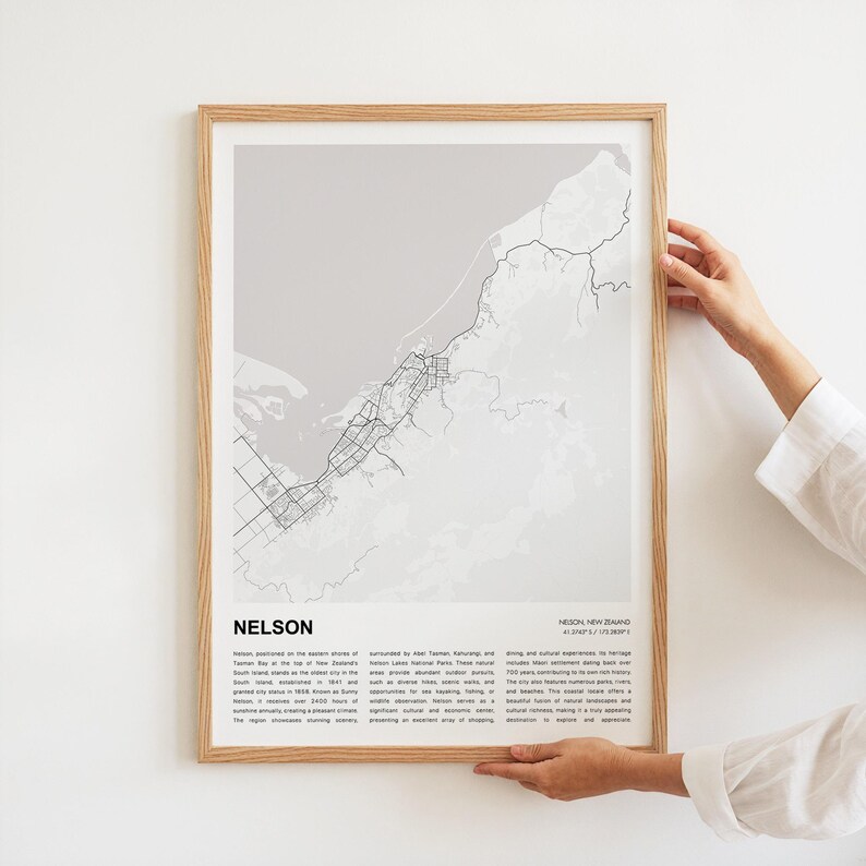 Nelson Map Print, Nelson Travel Map, Nelson Wall Decor Art, Nelson ...