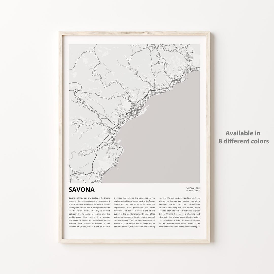 Savona Map Print, Savona Travel Map, Savona Wall Decor Art, Savona ...