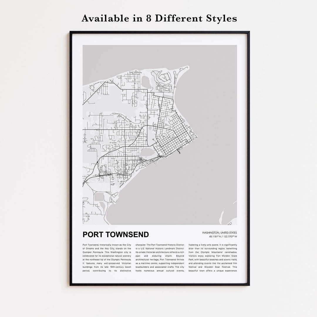 Port Townsend Map Print, Port Townsend Travel Map, Port Townsend Wall ...